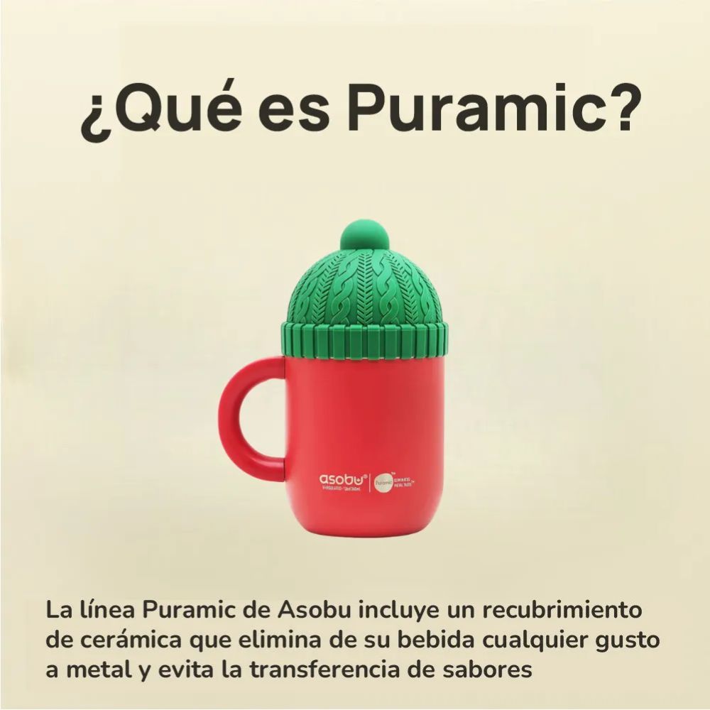 Vaso Térmico Asobu Puramic Happy Hats Mug Con Tapa 360ml Color Rojo