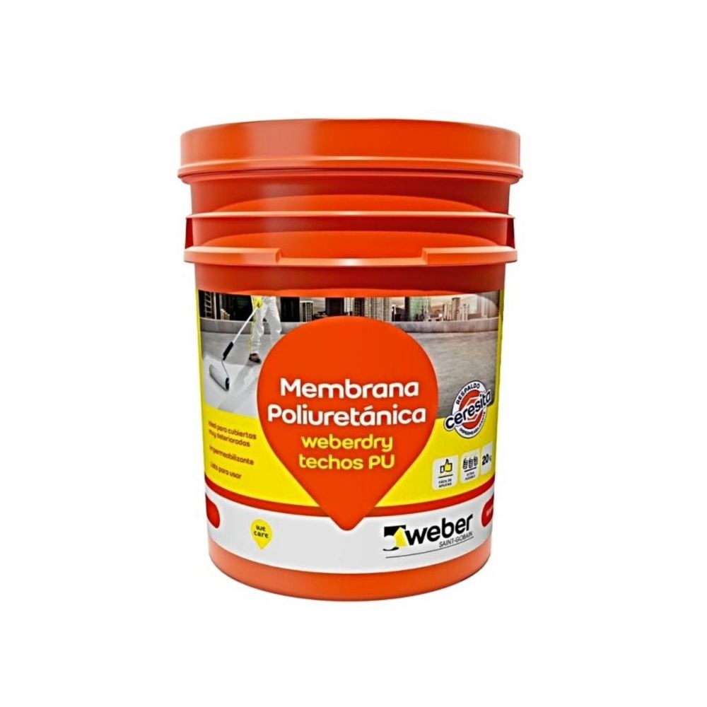 Membrana Liquida Pu Techos Color Blanco Weberdry 20 Kg