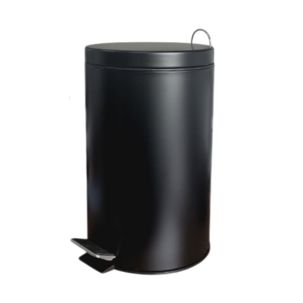 Tacho Basura 12 Lts Cesto Acero Inoxidable Pedal Color Negro