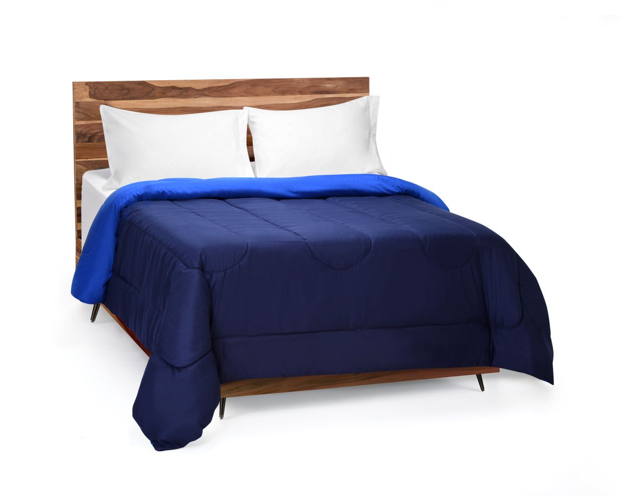 Acolchado Liso Reversible - Azul Francia/Azul Marino - 2 1/2 Pza