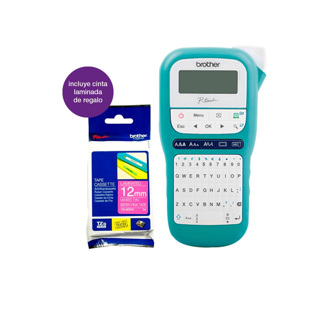 Rotuladora Brother Pth110tb + Cinta Negro/Rosa Pastel