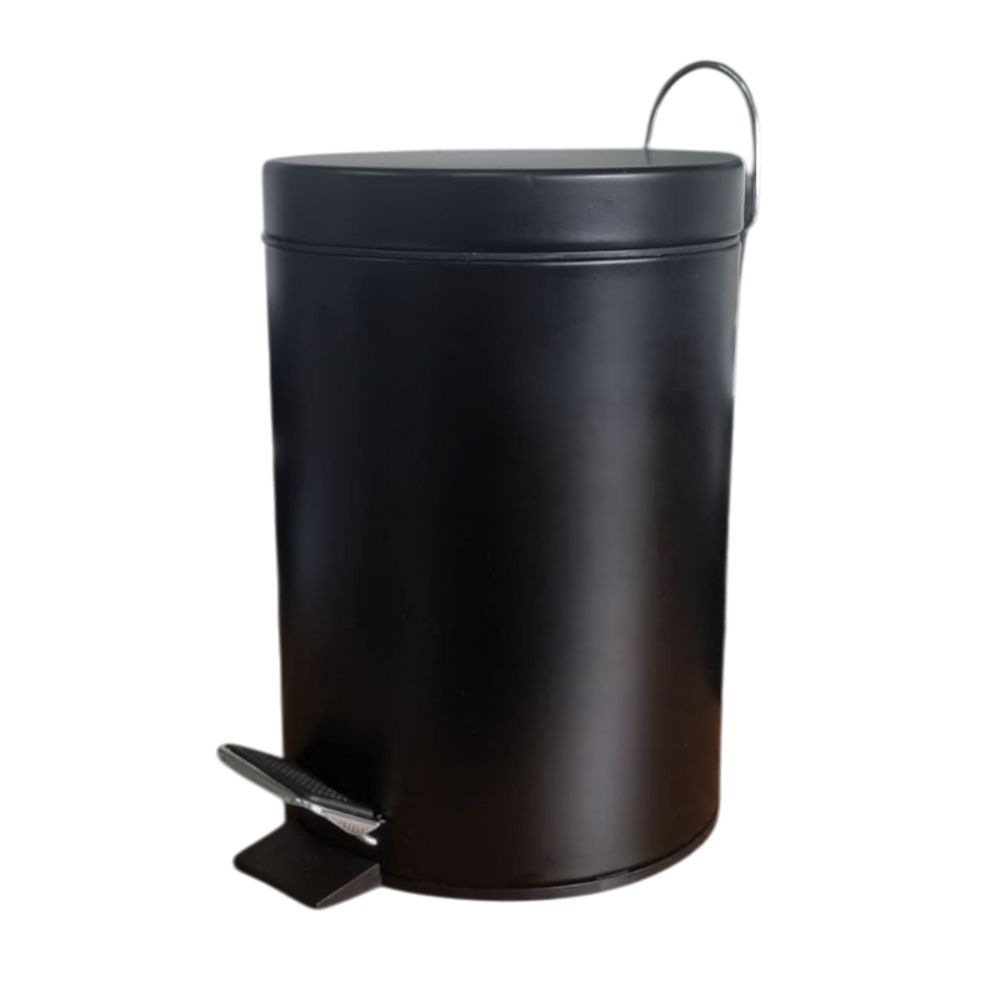 Tacho Basura 3 Lts Cesto Acero Inoxidable Pedal Color Negro