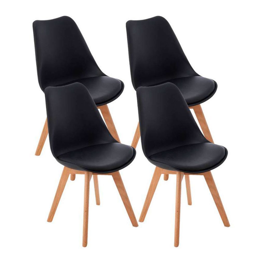 set x4 Silla eames new tower tulip negra(almohadón) sil-341-4