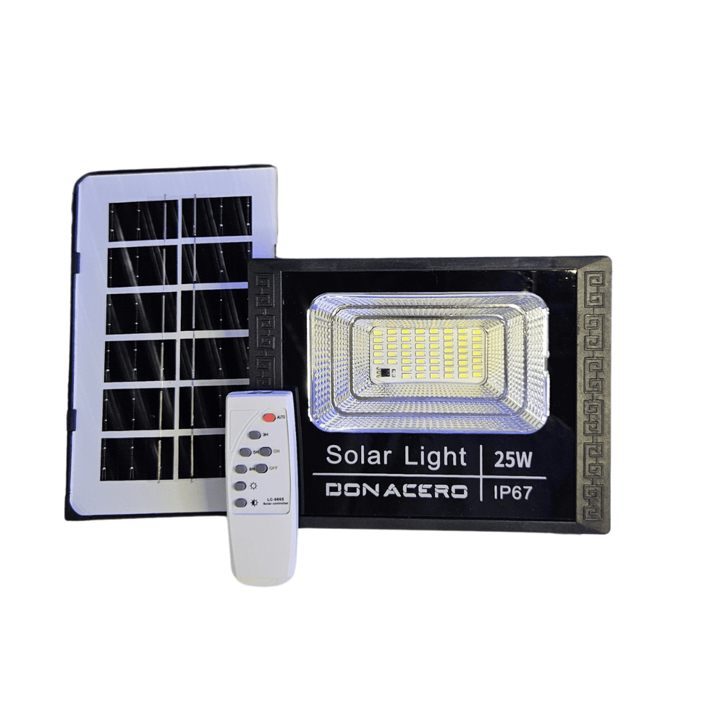 Reflector Led 25w + Panel Solar Exterior Con Control Remoto