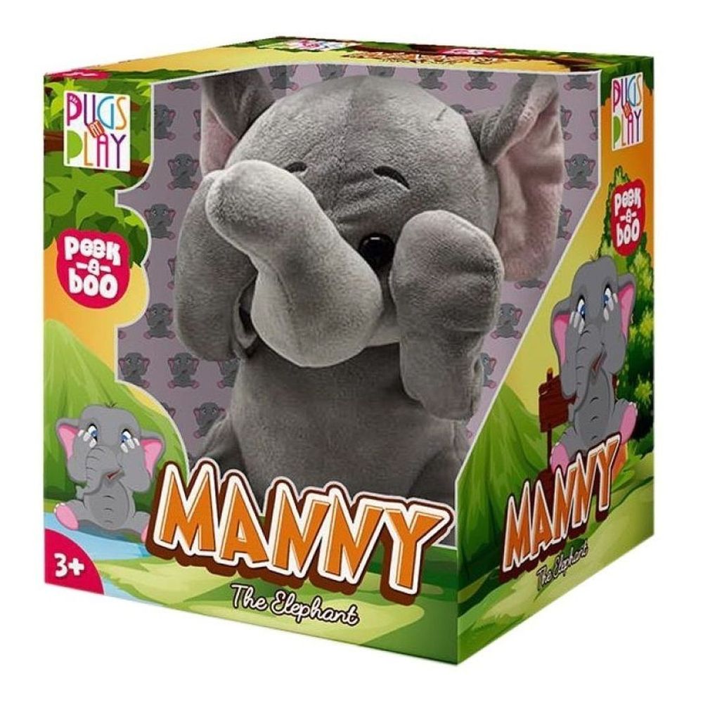 Peluche elefante Pugs at play peek a boo manny