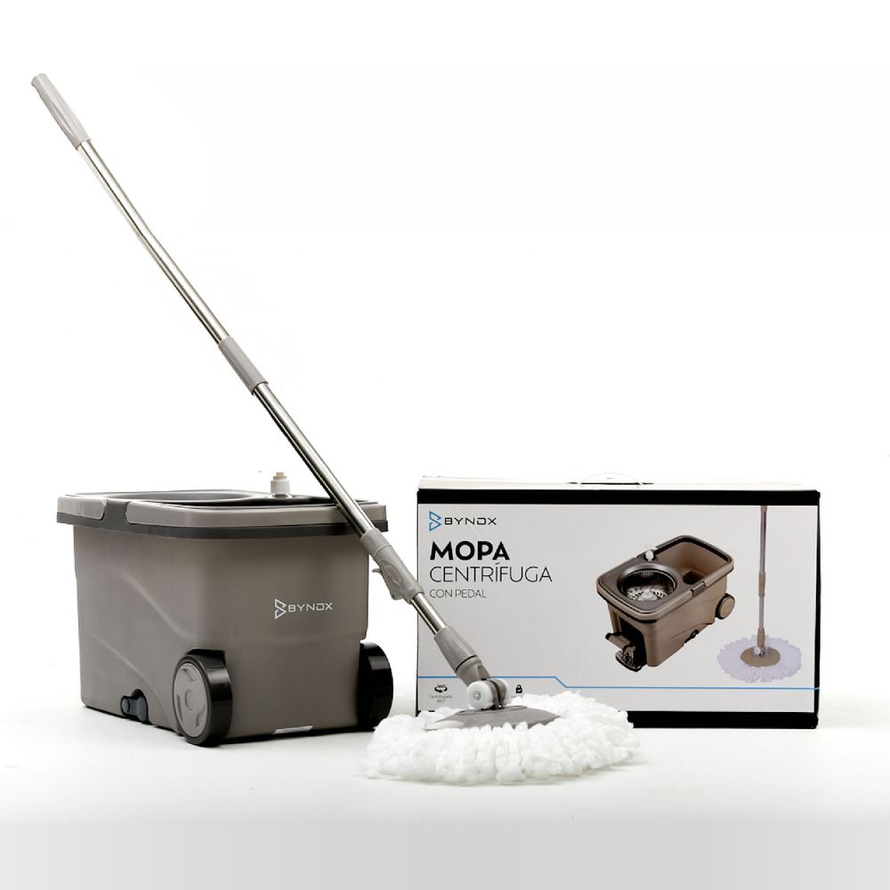 MOPA PISO CENTRÍFUGA BYNOX CON PEDAL Y RUEDAS 5L C/DISPENSER