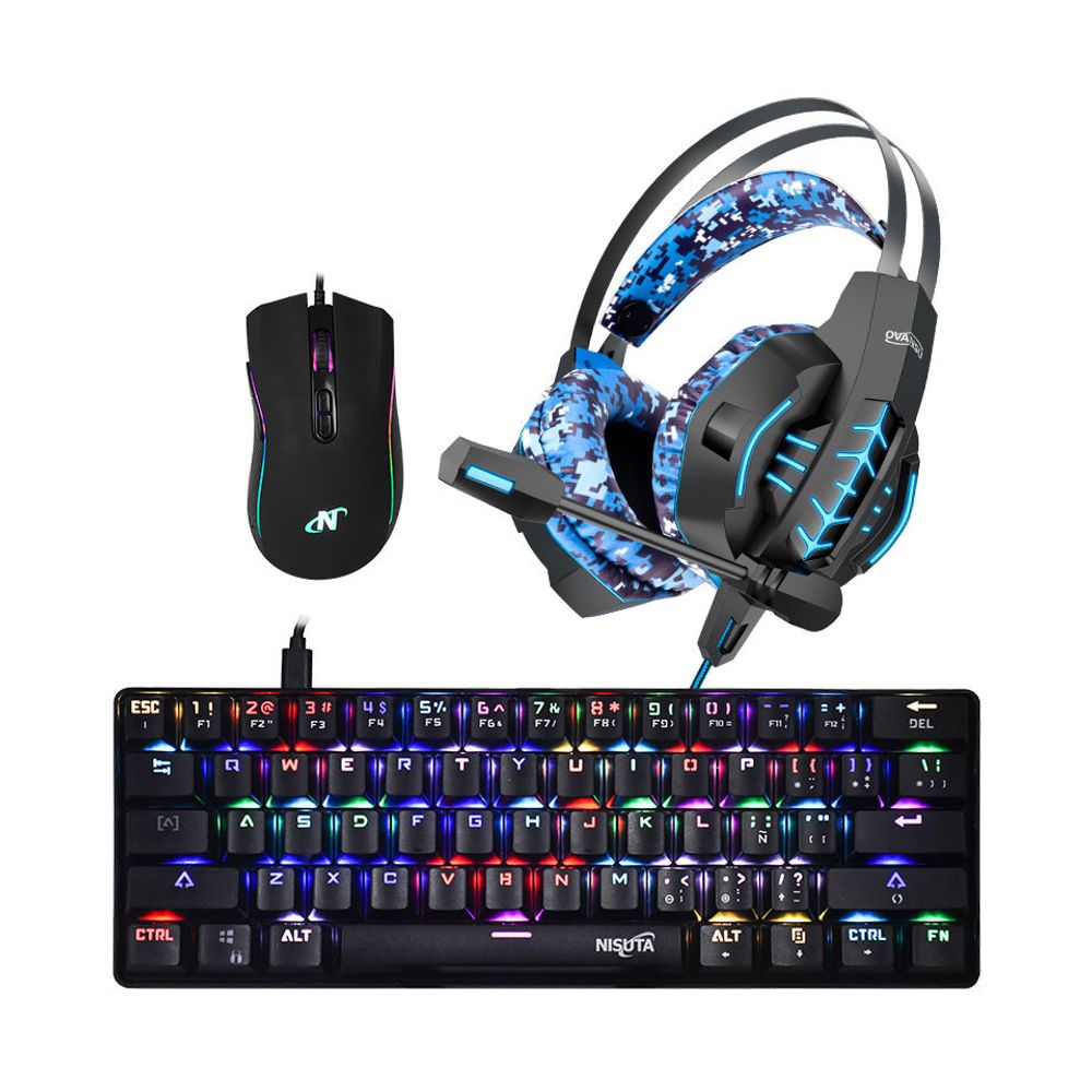 Combo Gamer Teclado Mecánico 60% Switches Azules RGB más Mouse ...