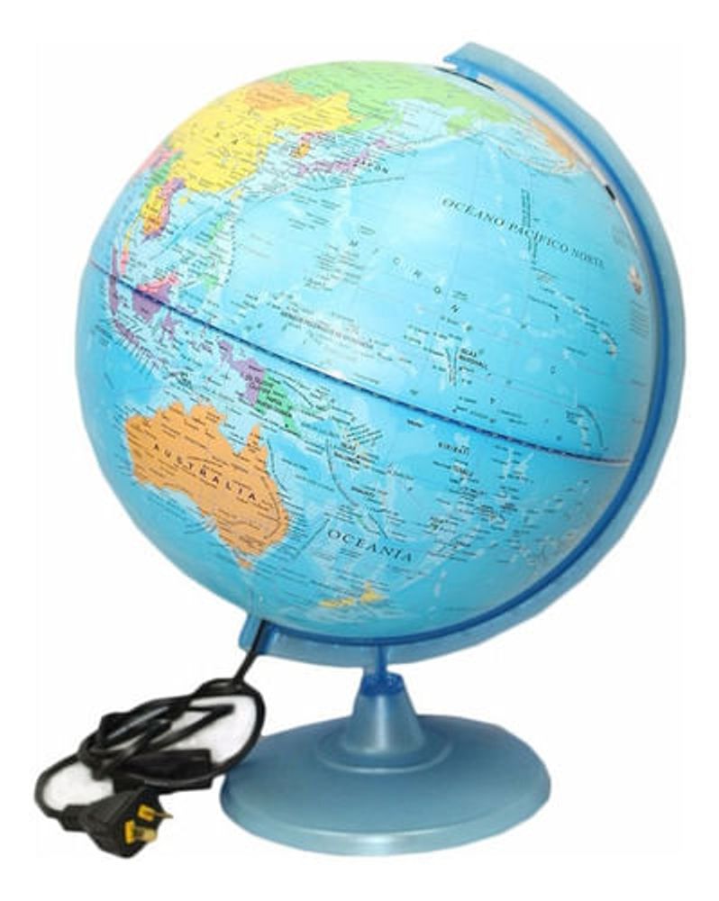 Globo Terraqueo Base Plastica 20cm Con Luz 207lw