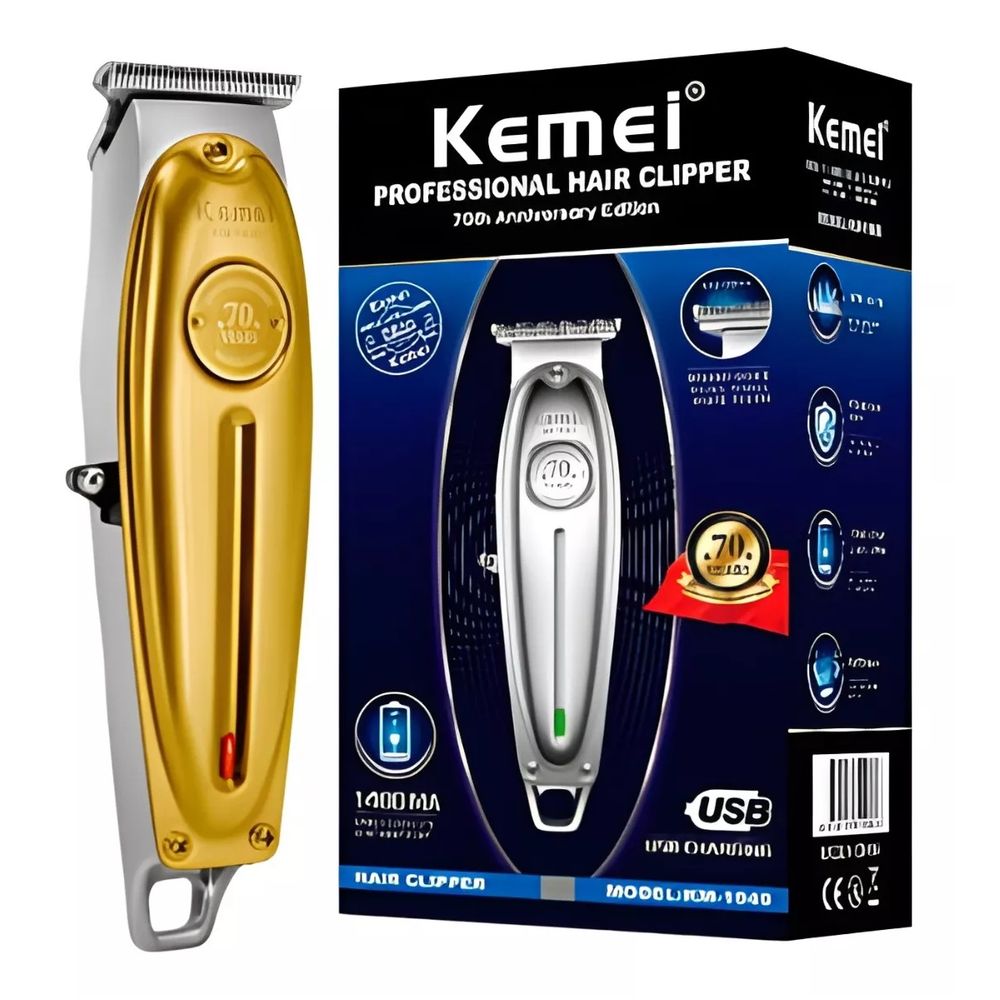 Patillera Profesional Kemei 70 Aniversario Dorada km-1949