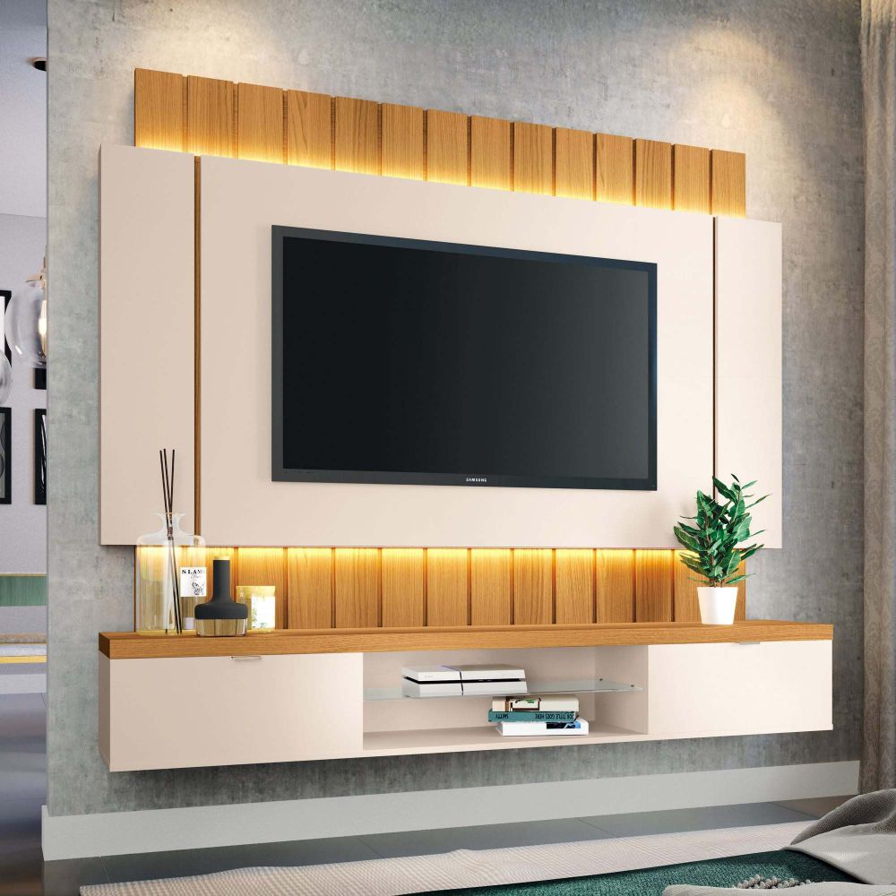 Panel para TV hasta 55” con Luces LED y Detalles Varillado – Rack TV ...