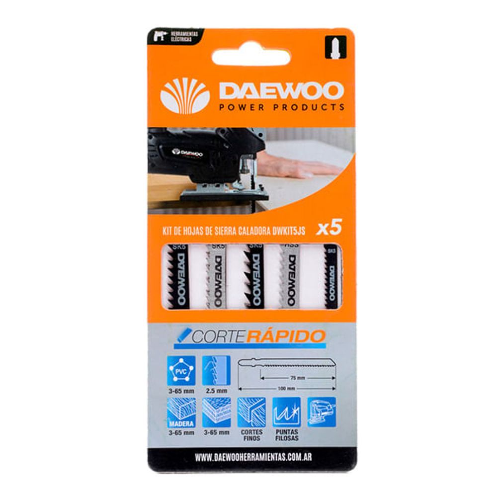 Kit Daewoo 5 Hojas De Sierra Caladora Dwkit5js