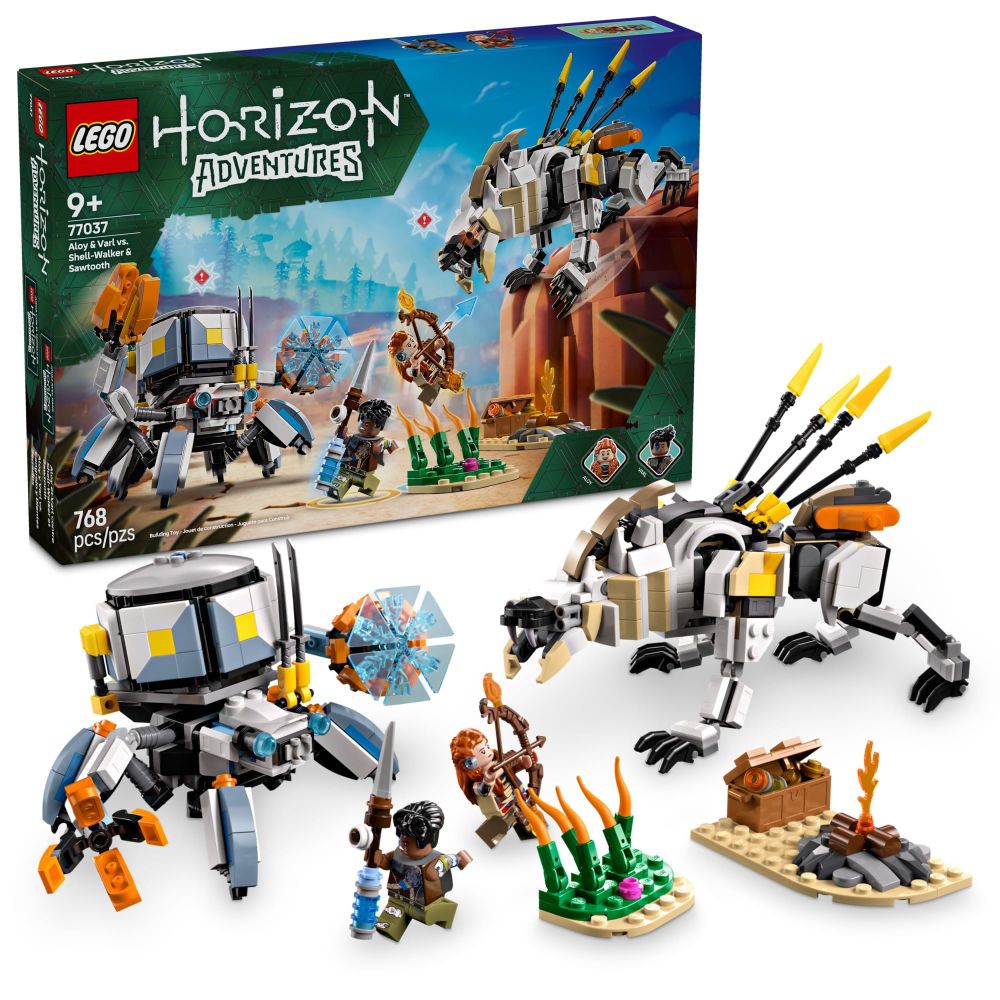 Juguete de construcción LEGO Horizon Adventures Aloy & Varl contra Shell-W