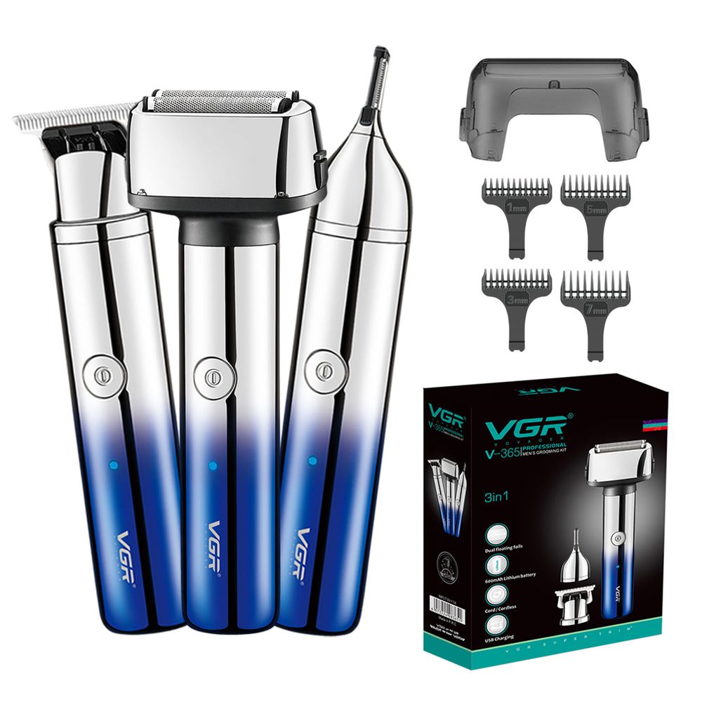 Afeitadora Pelo Barba Nariz Cejas Grooming 3en1 VGR V-365
