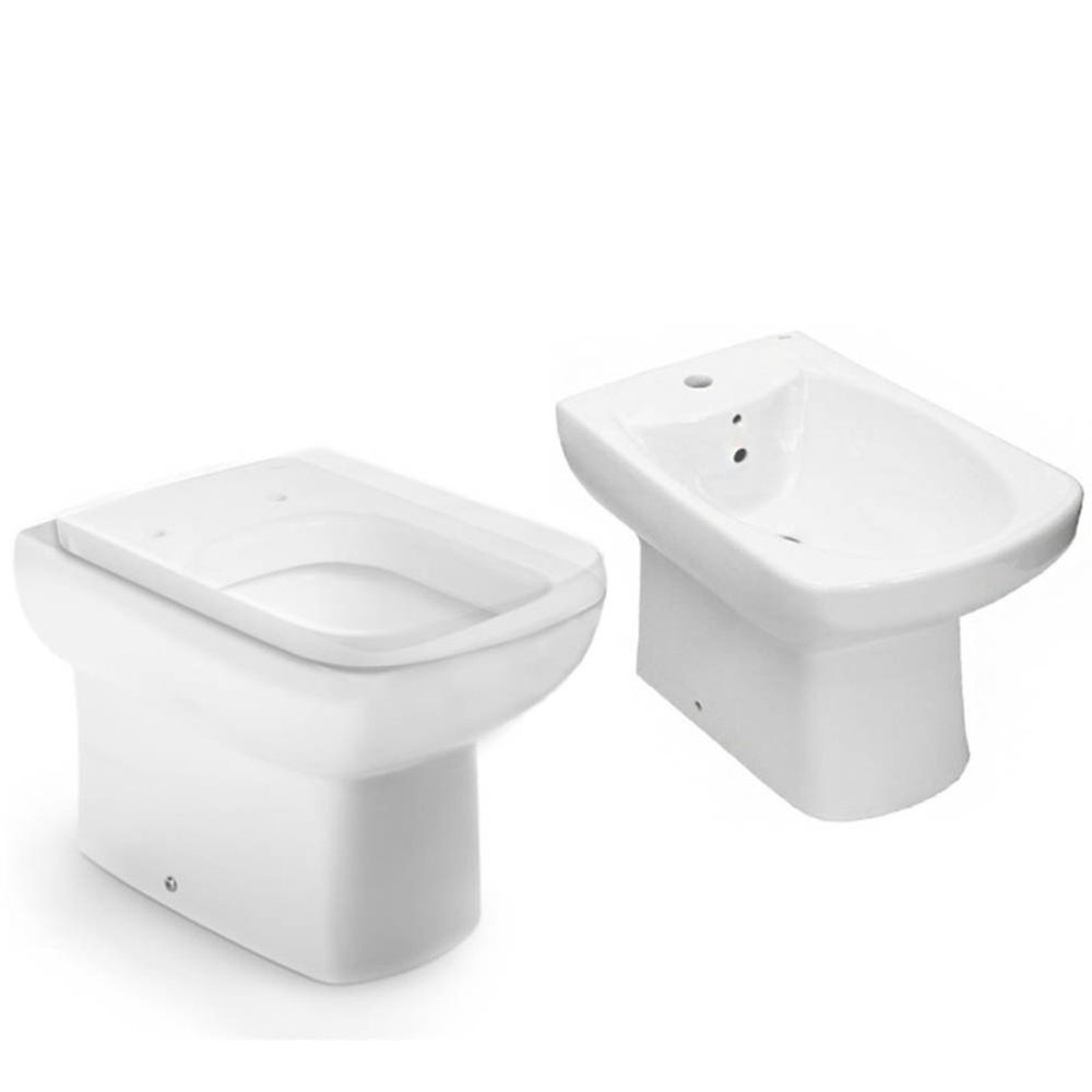 Inodoro Corto Y Bide Roca Dama Senso Blanco 1 Agujero Monocomando