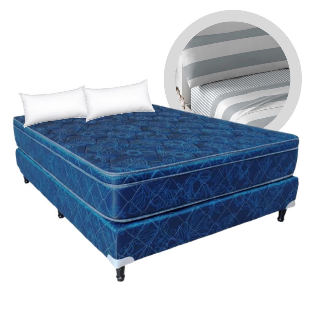 Sommier Colchón 2 Plazas 140x190 Almohadas Sabanas