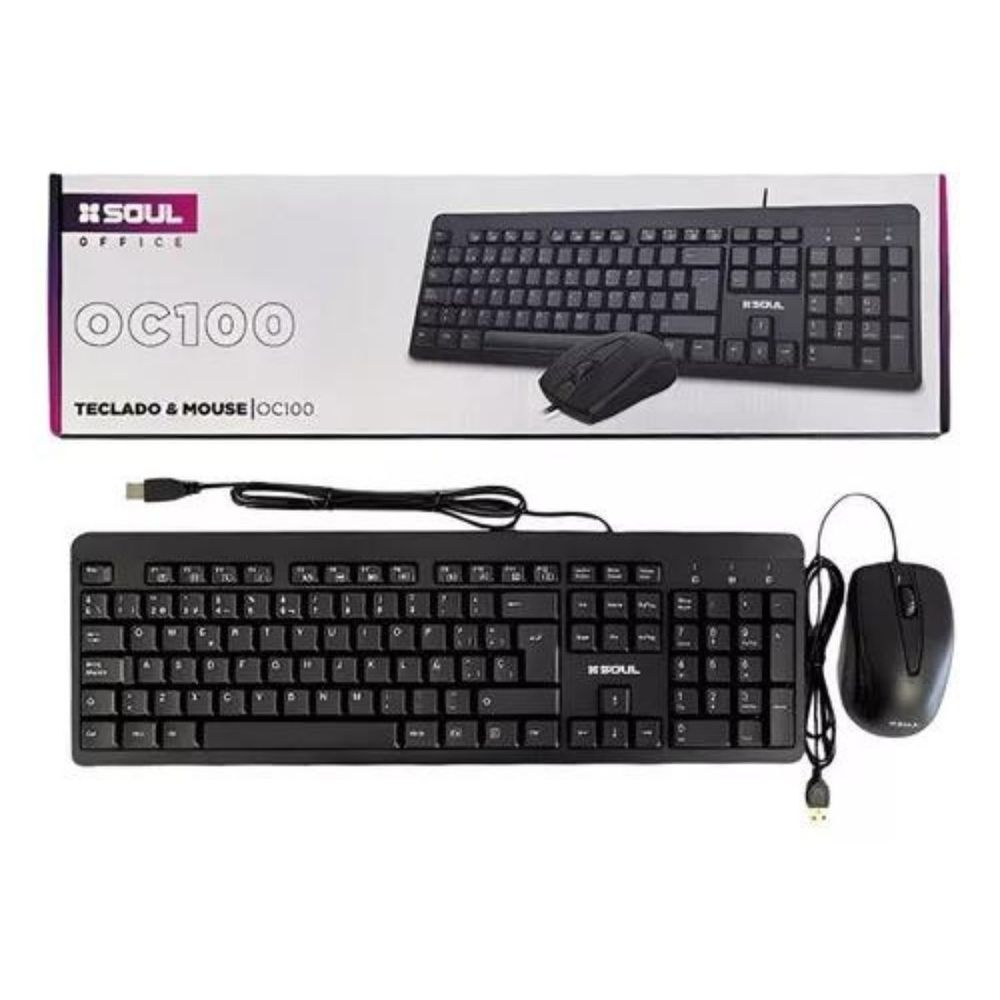 Kit Teclado+Mouse Usb Soul Office C100 Negro