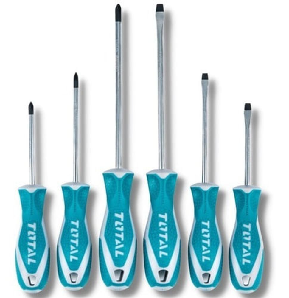 Kit Juego Destornilladores 6 Piezas Phillips Pala Imantados Total Tht250606