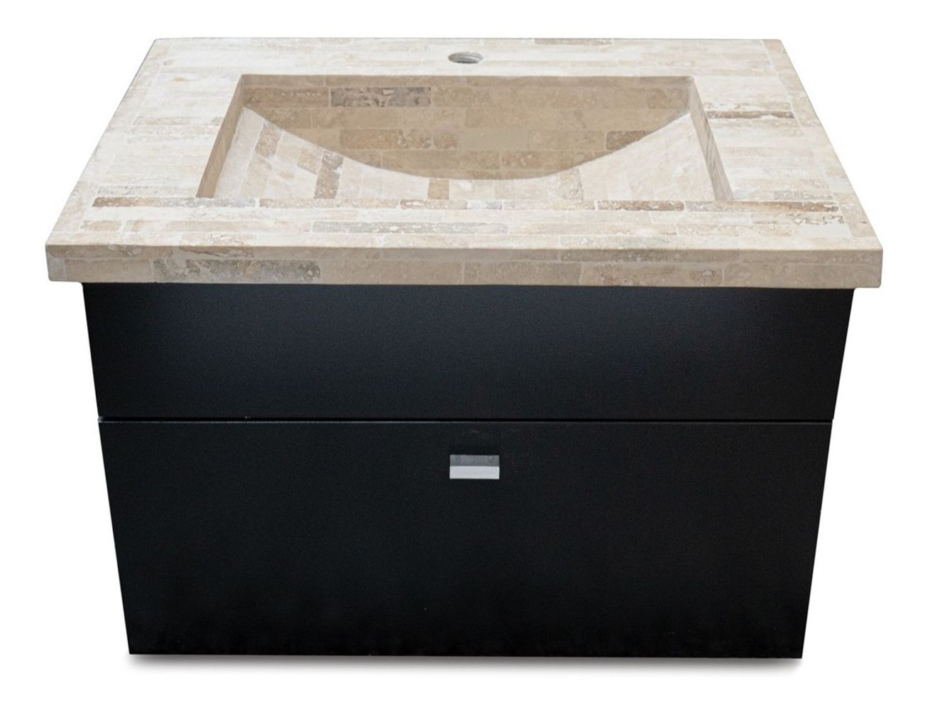 Vanitory Colgante Madera Laqueado 50cm Bacha Travertino