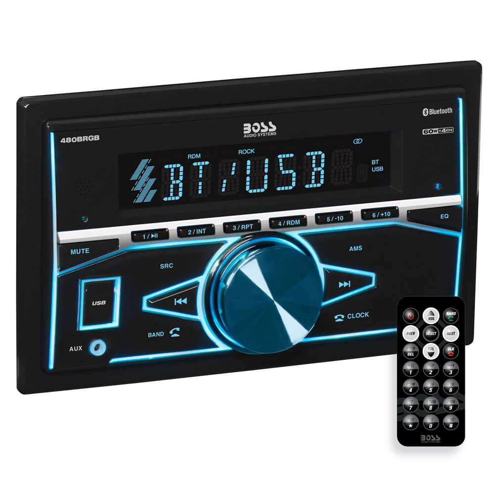 Estereo Auto Boss 480 BRGB Bluetooth Usb Aux Remoto 2 DIN