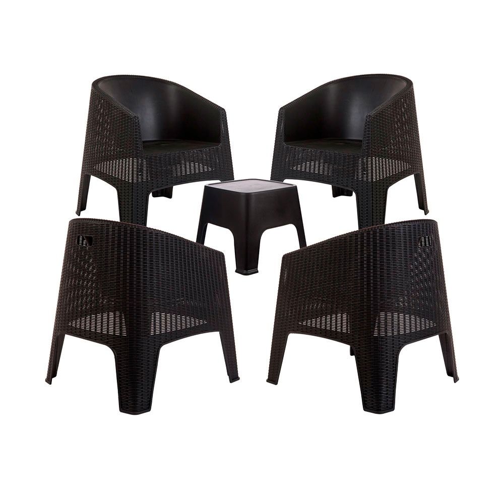 COMBO ”OASIS 4” SET 4 SILLONES IBIZA + MESA SUNSET NEGRO