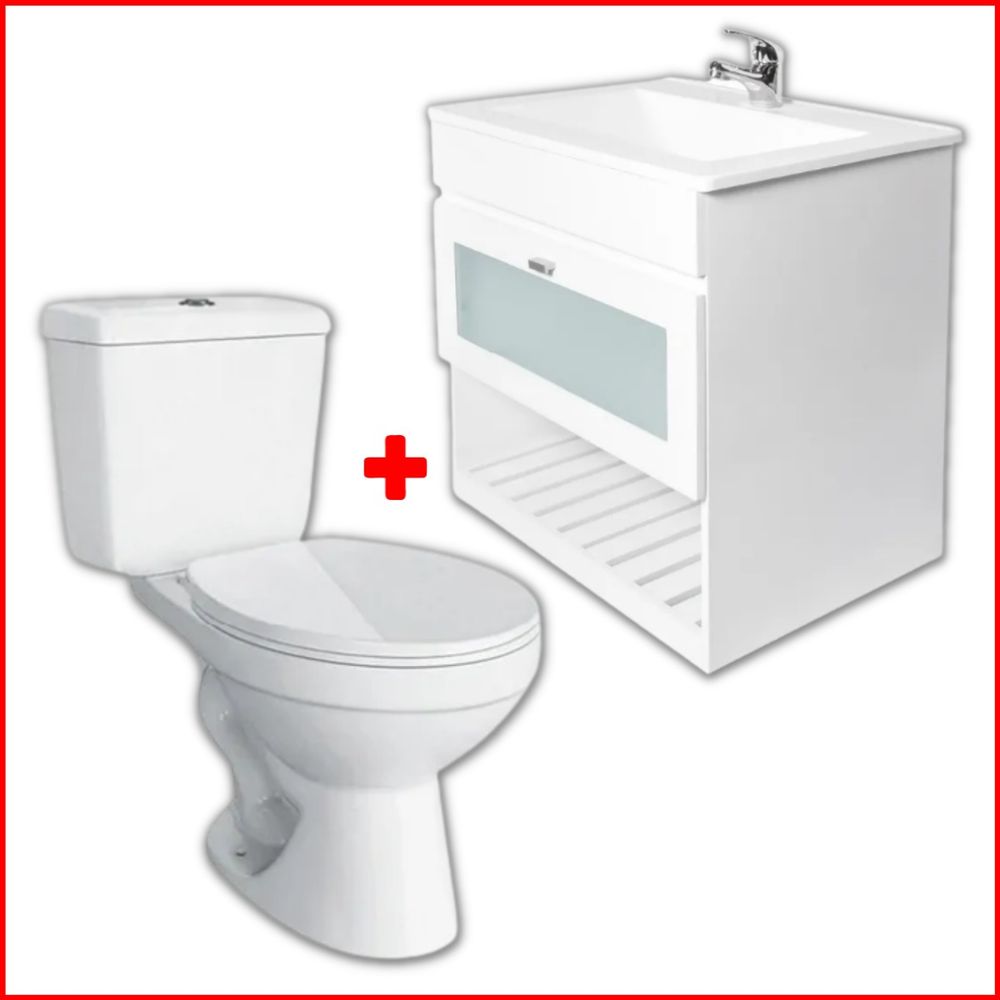 Vanitory 60cm Bacha Pura Inodoro Mochila Asiento