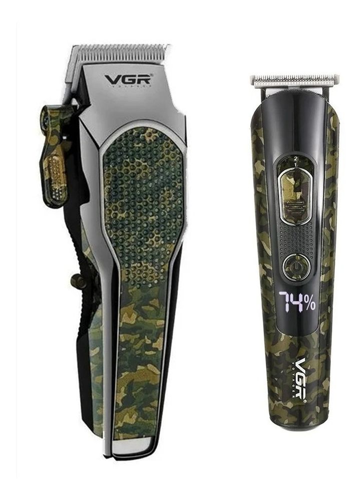 Combo Vgr Camuflado Maquina Corte Pelo V-299 + Trimmer V-271