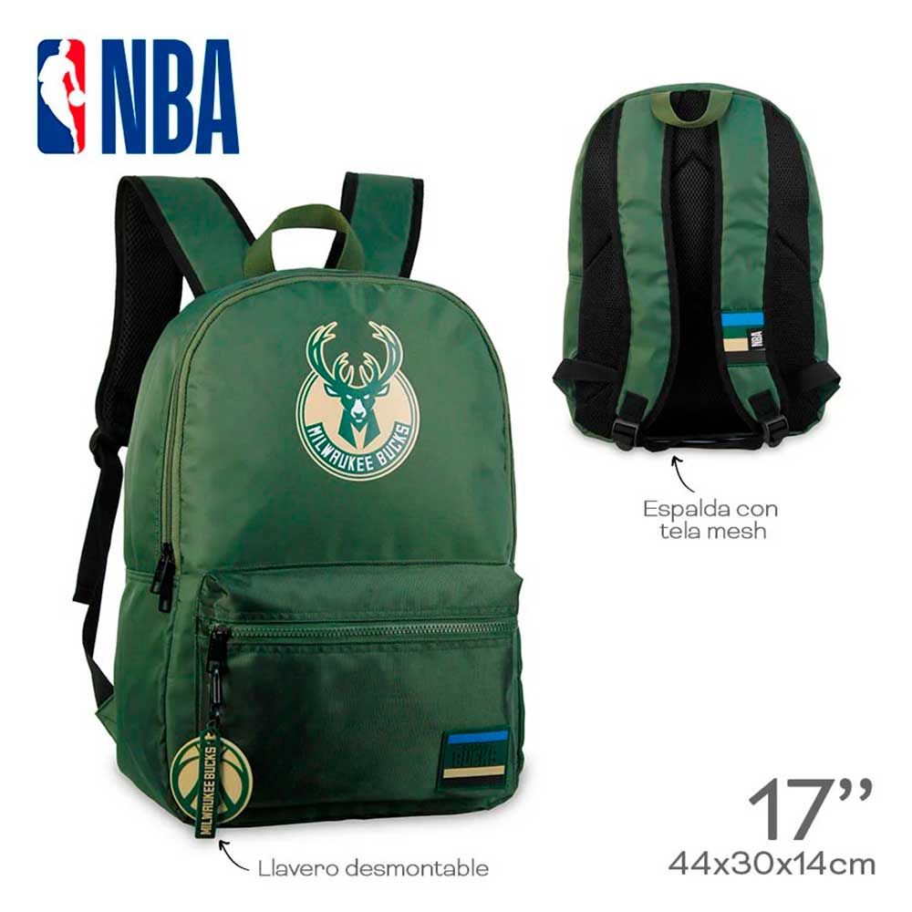 Mochila NBA Oficial Milwaukee Bucks 17" Mod. 27636 Urbana Reforzada