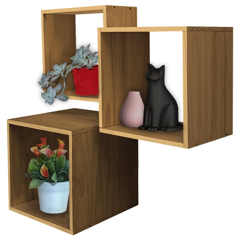 Kit 3 Cubos Colgantes 40 cm Varias Profundidades Color Roble