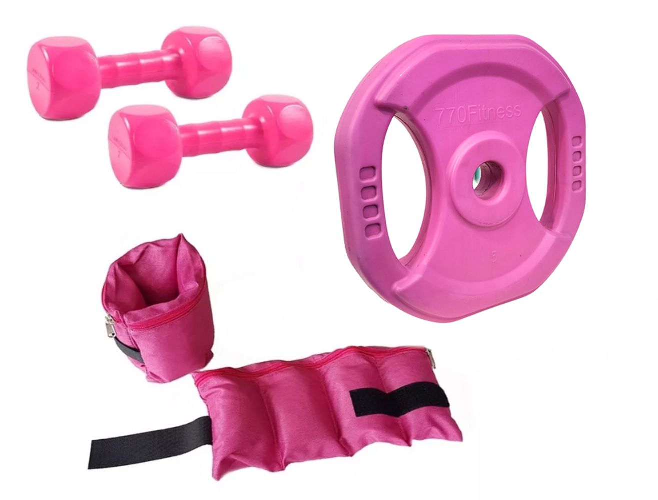 Kit Gym Mancuernas 2kg + Disco Body 5kg + Tobilleras 2kg entrenamiento ...