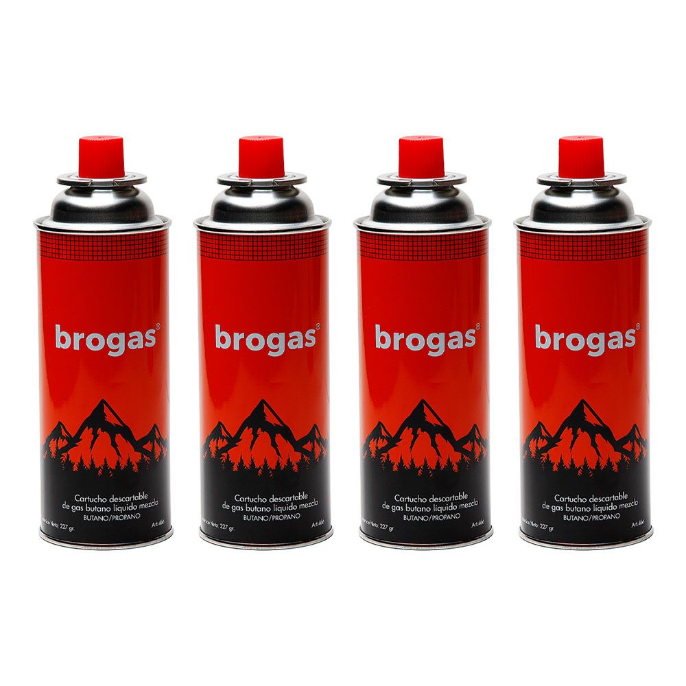 Cartucho Gas Butano Camping Brogas Pack X4 Descartable 227gr