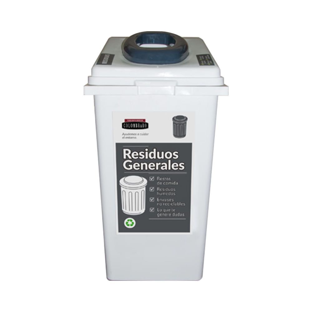 Tacho Basura Residuos Generales 60 Lts Negro - Colombraro