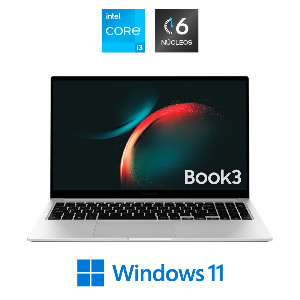 Notebook Samsung 15.6" Intel Core i3 6 Núcleos 256GB 8GB Galaxy Book3 NP750XFG-KB3AR Silver ...