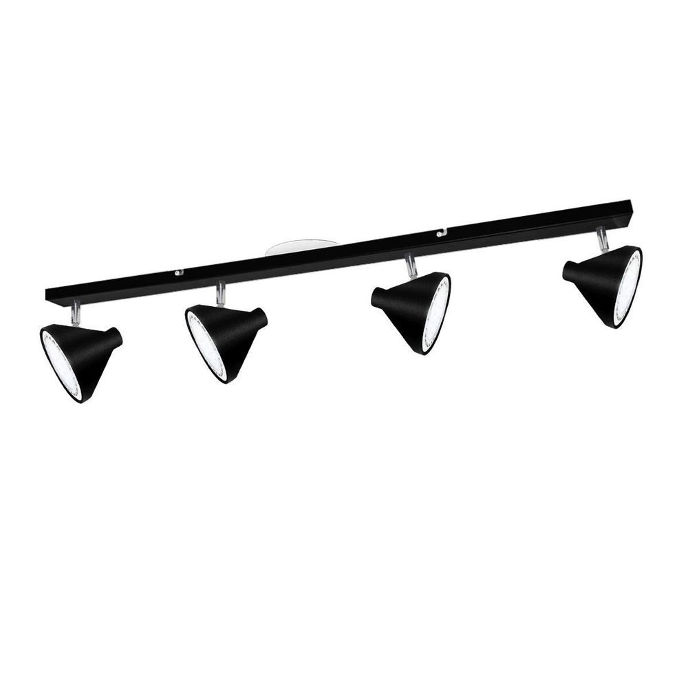 Lampara Aplique Riel Calix 4 Luces Negro Techo Pared Spot Movil Ar111 Led Gioluce
