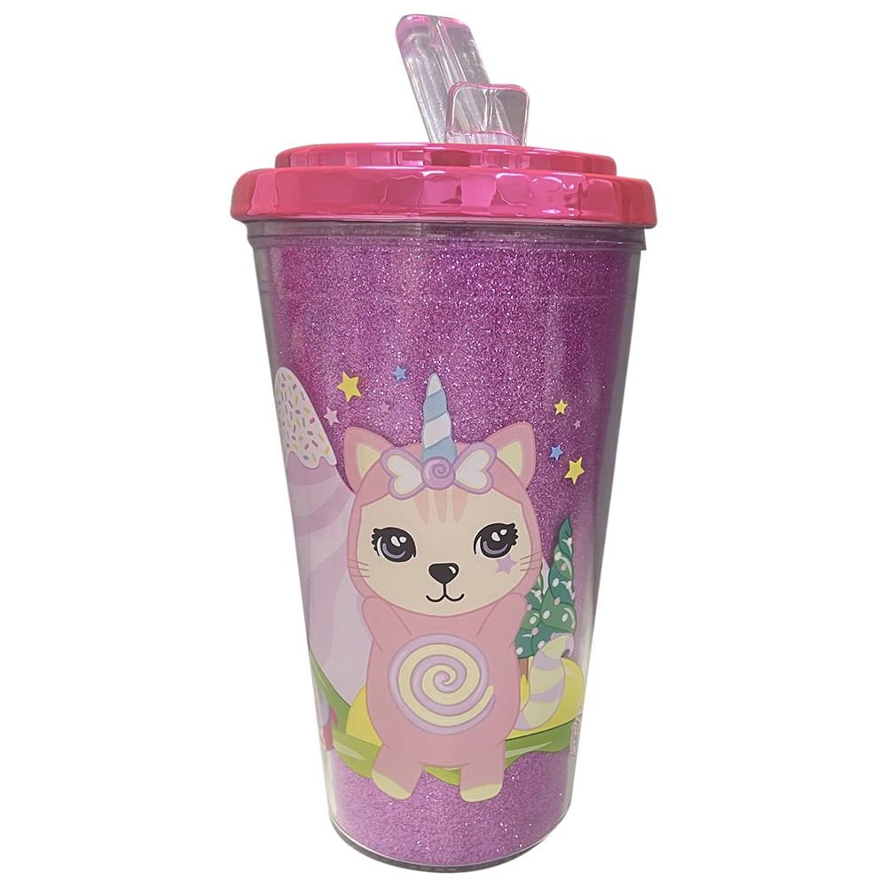 Botella Vaso Simones Con Glitter Brillos Con Pico Sorbete