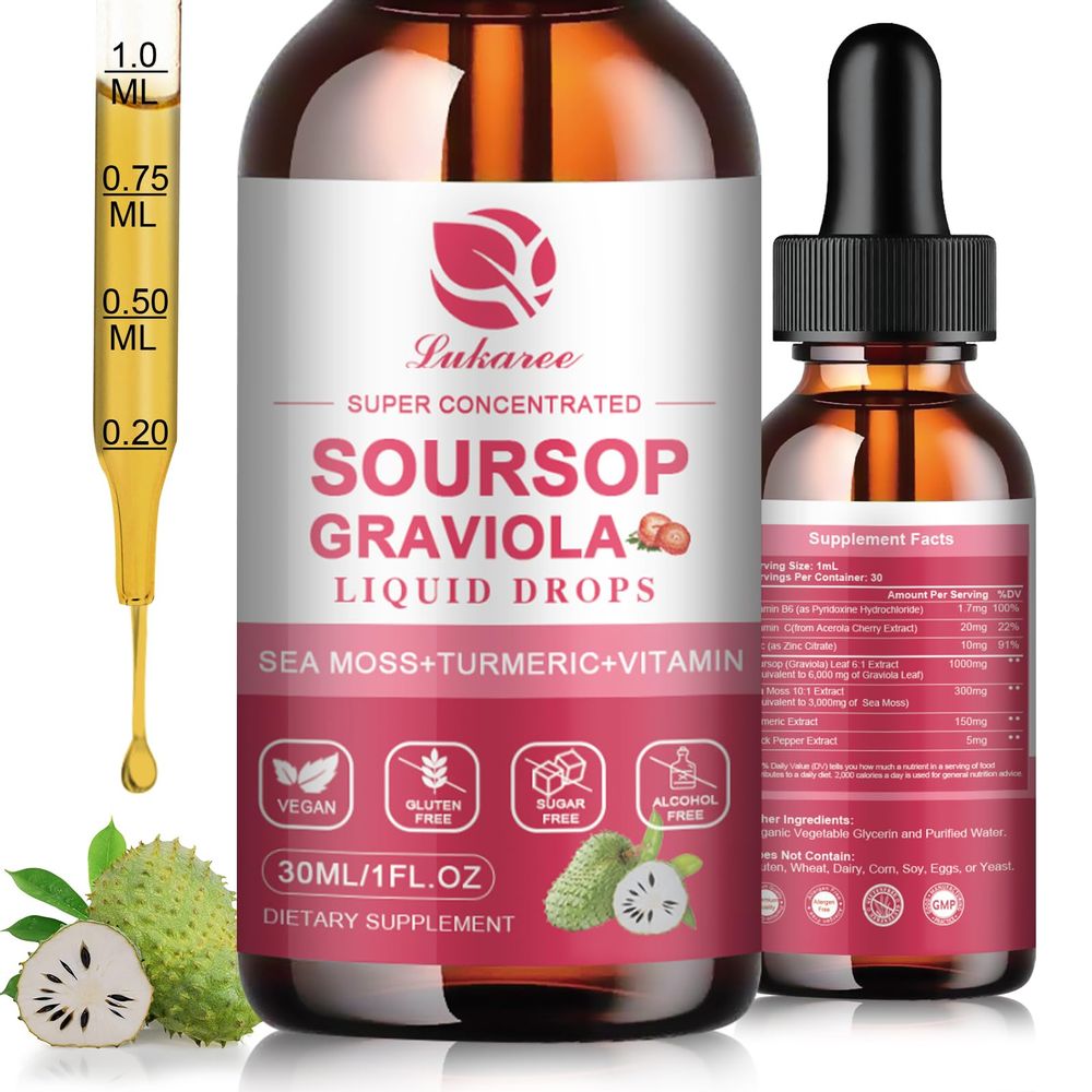Suplemento de extracto de hoja de graviola de guanábana Lukaree, 30 ml ...