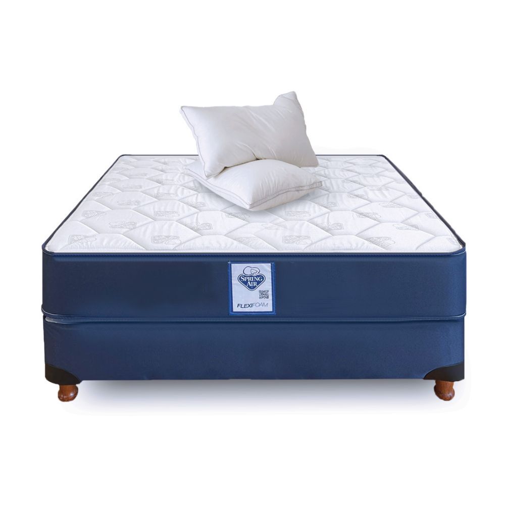 Colchón de Espuma y Sommier Spring Air 2 Plazas 140x190cm + Almohadas