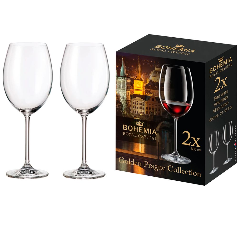 Copas de Cristal Bohemia Golden Prague 600ml Set x2