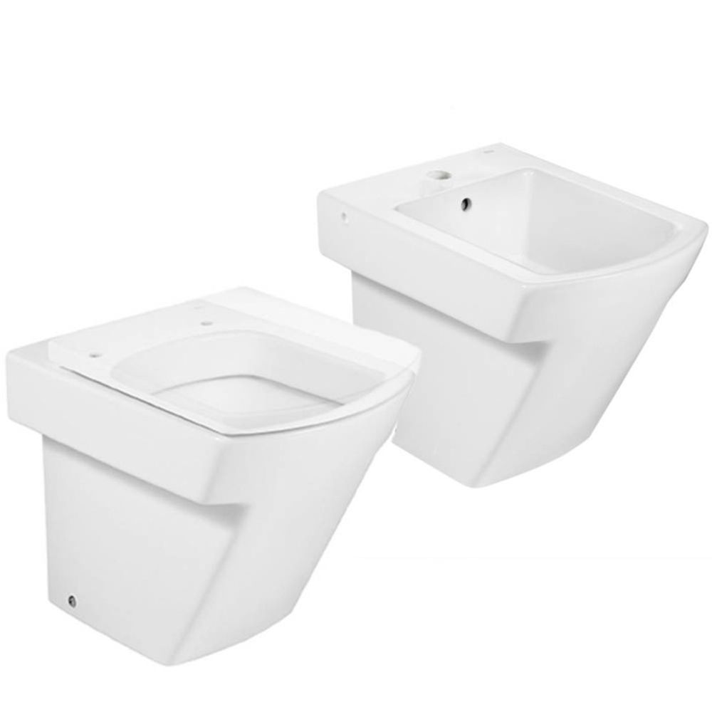 Juego Sanitarios Roca Hall Inodoro Corto Y Bide 1 Agujero Monocomando