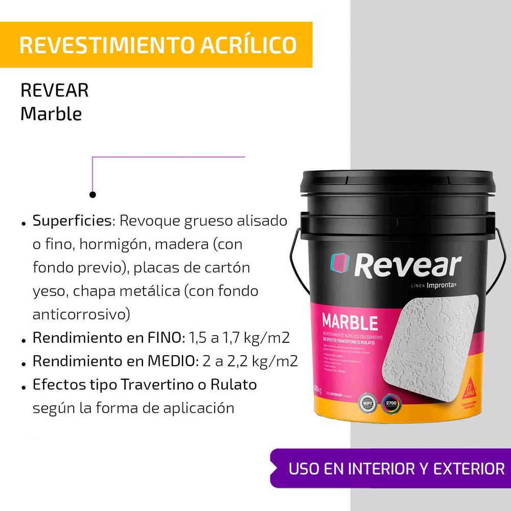 Revear Revestimiento Marble 25 Kg Verde Cemento Fino