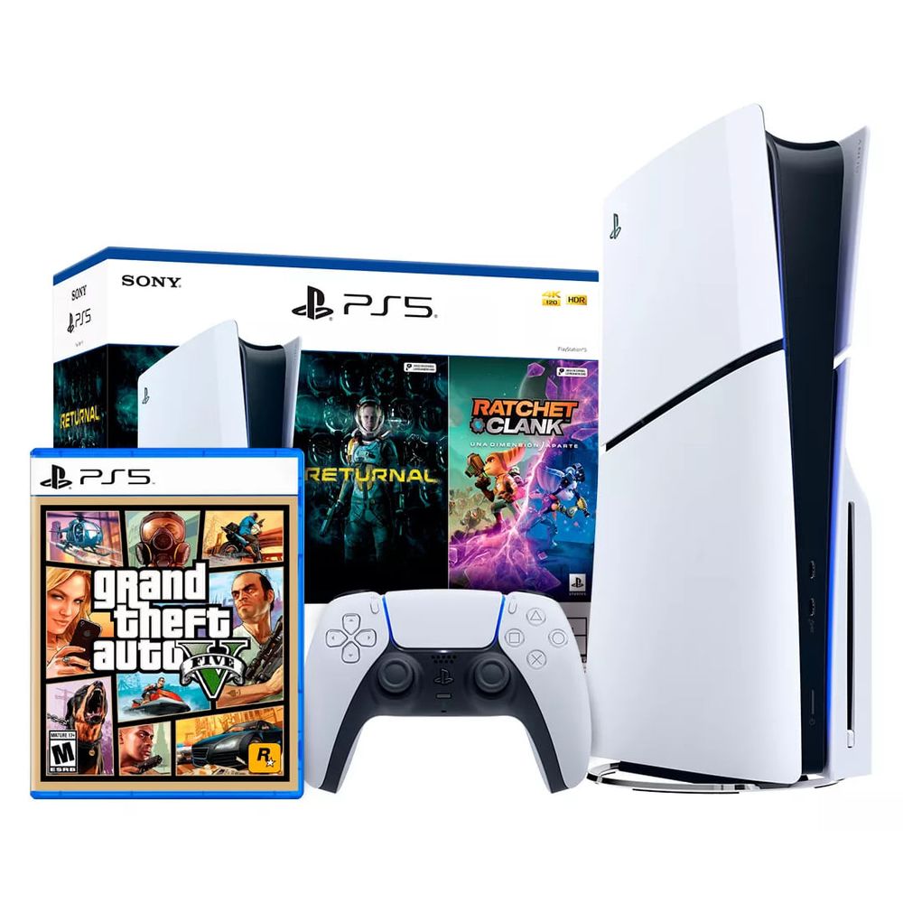 Consola Sony Playstation 5 Ps5 Slim 1tb Std + Bundle + Gta V