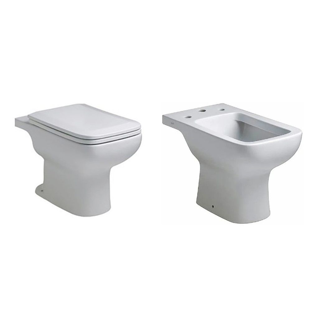 Set Ferrum Trento Inodoro Corto Con Tapa Y Bidé 3Ag