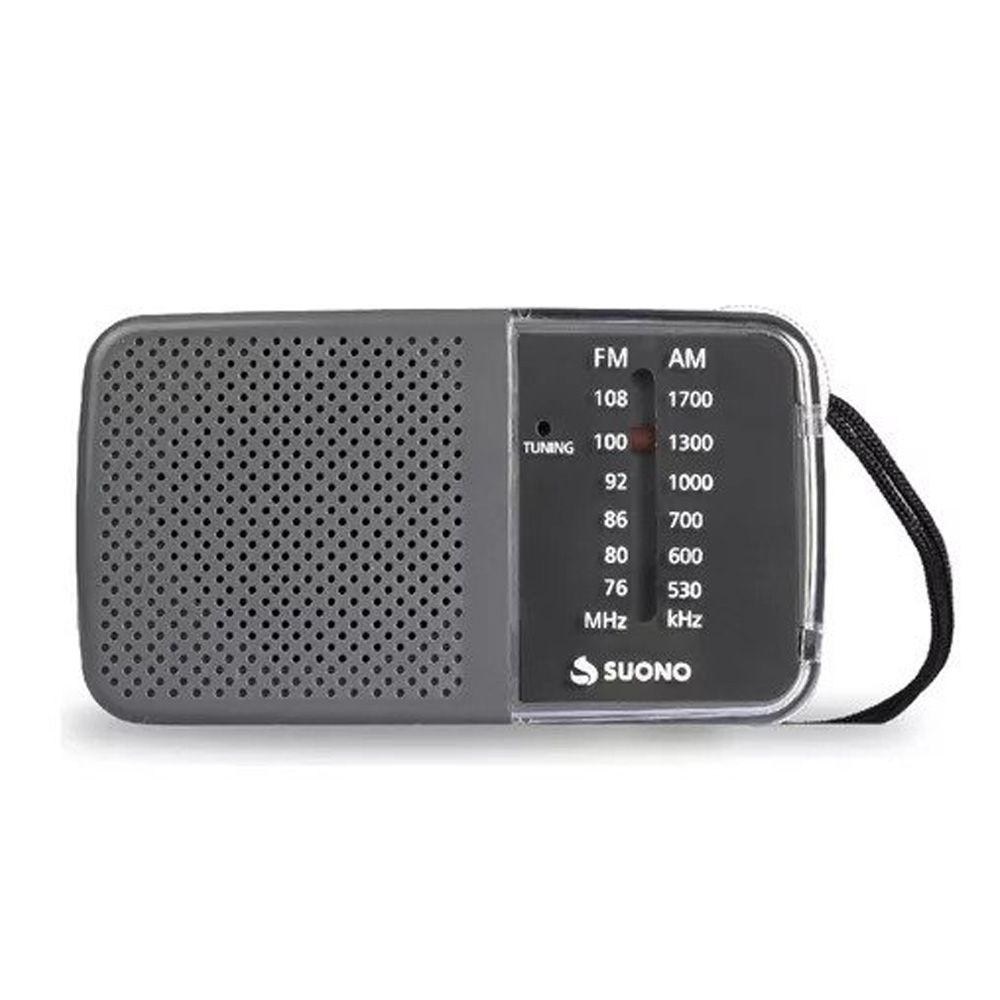 Radio Portatil A Pilas Suono Am Fm De Mano Entrada Auricular Color Gris