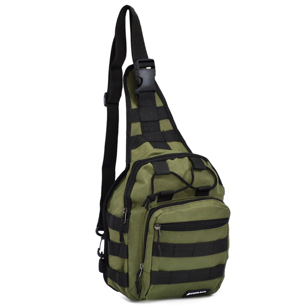 Mochilita Cruzada Cecchini Tactic Camuflada Lisa