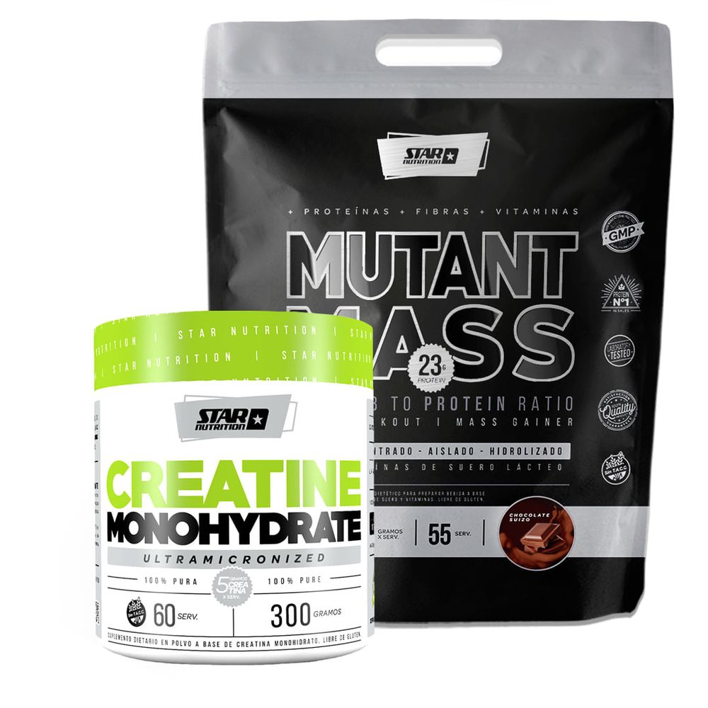 Combo Star Nutrition: Mutant Mass Chocolate + Creatina