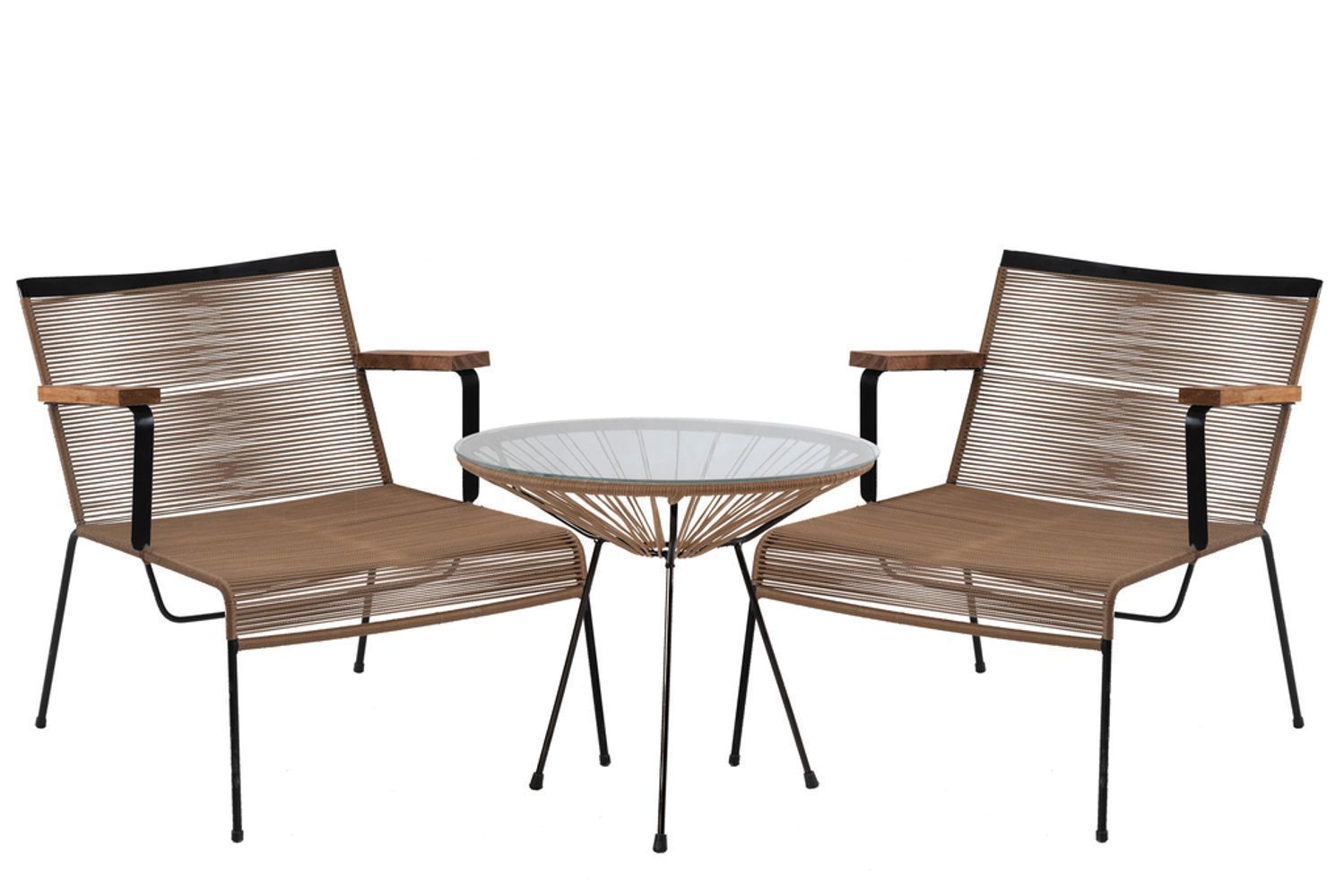 Set 2 sillones Rio Wood color natural + mesa auxiliar