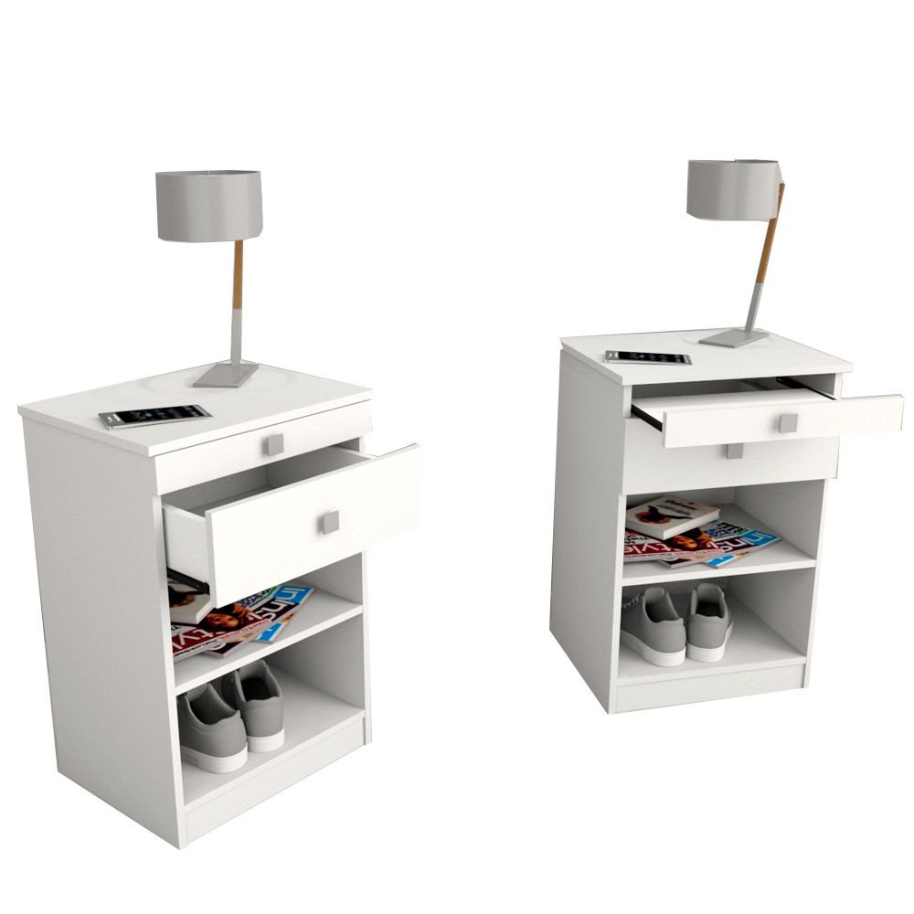 Combo x 2 Mesas de Luz Desay con Desayunador Blancas