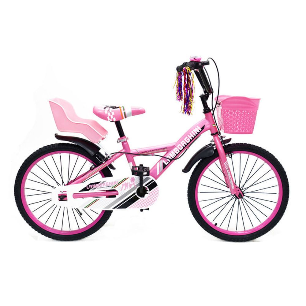 Bicicleta Infantil Lamborghini Rodado 20 Rosa con Asiento