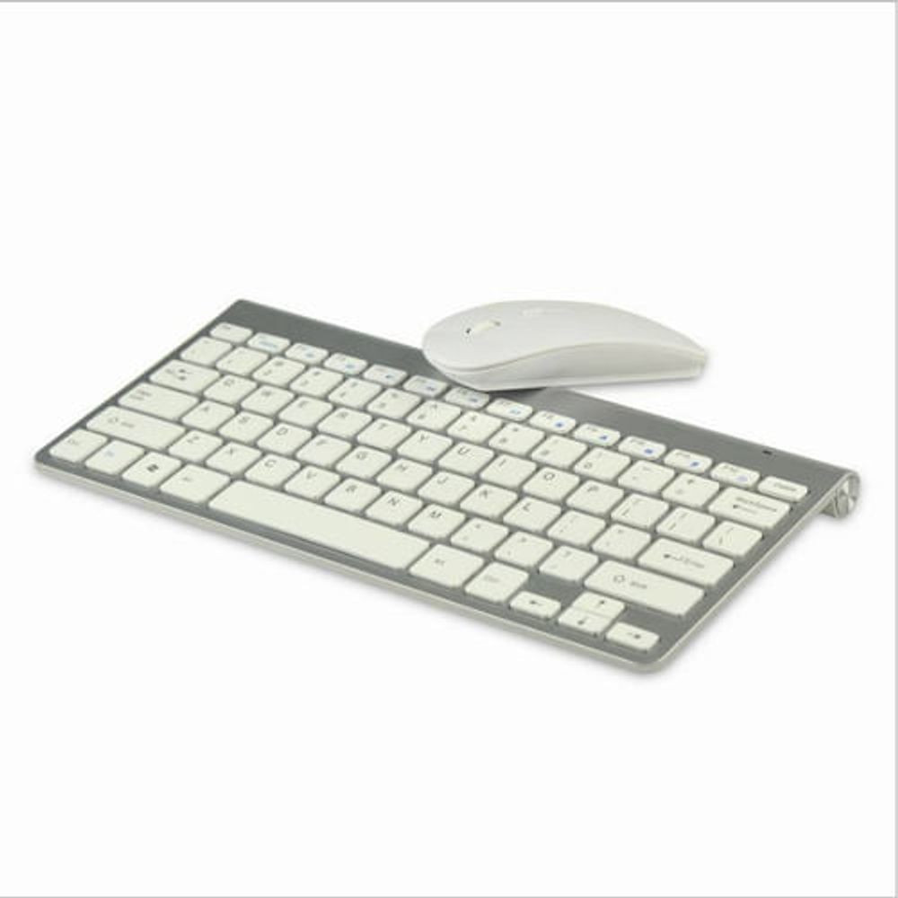 Teclado Y Mouse Con Usb Inalámbricos Color Plata 2.4 Ghz