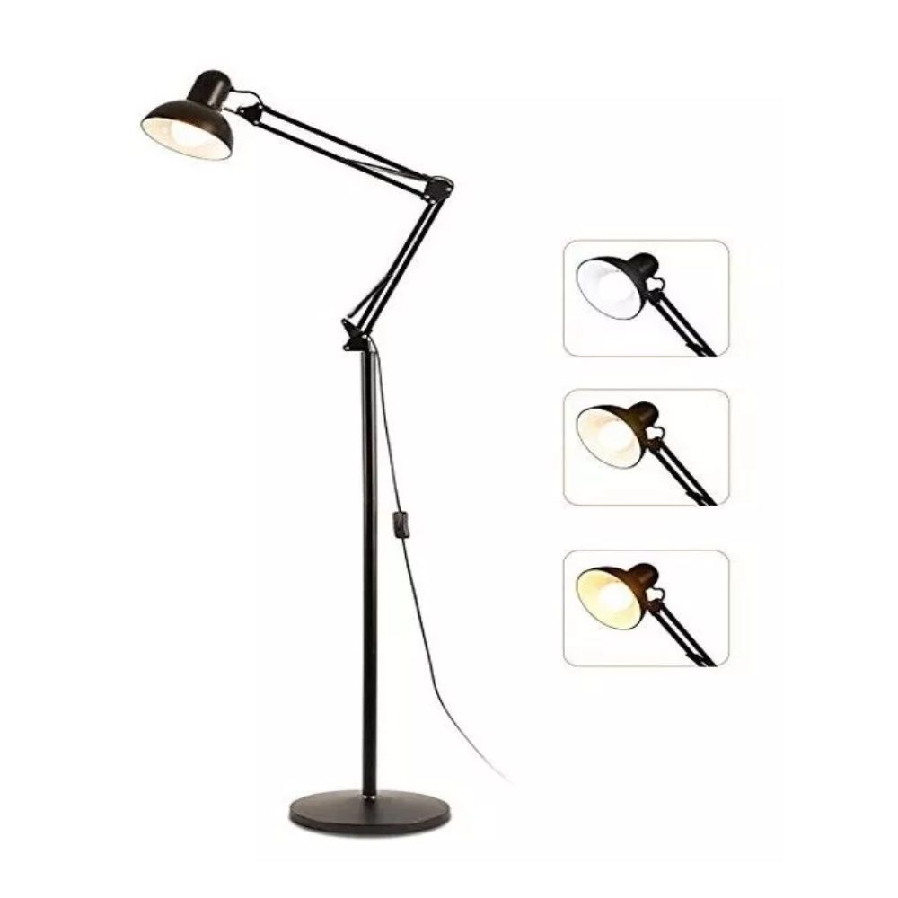 Lampara Pie Diseño Articulada Lectura Foco Luz Led Regulable