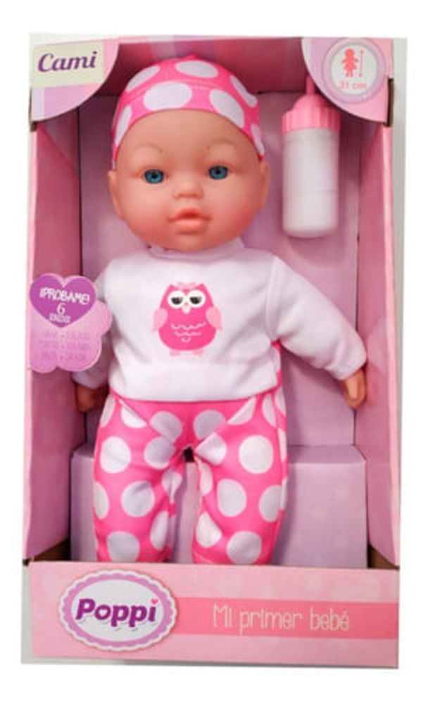 Bebote Muñeca Poppi Mi Primer Bebe Con Sonido Y Biberon 31cm
